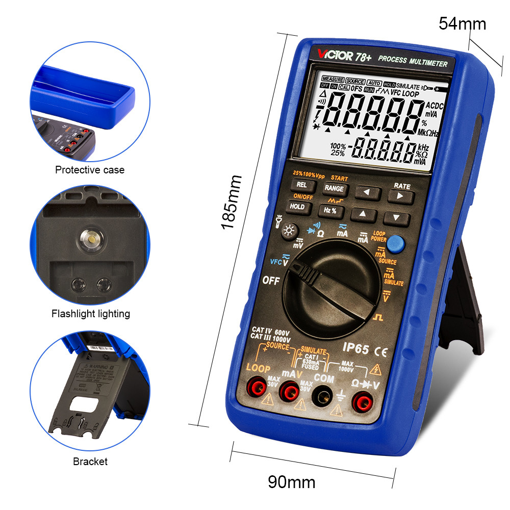 VICTOR 78+ Nouveau produit Multimètre de processus DCV 1000v ACV VFC ...